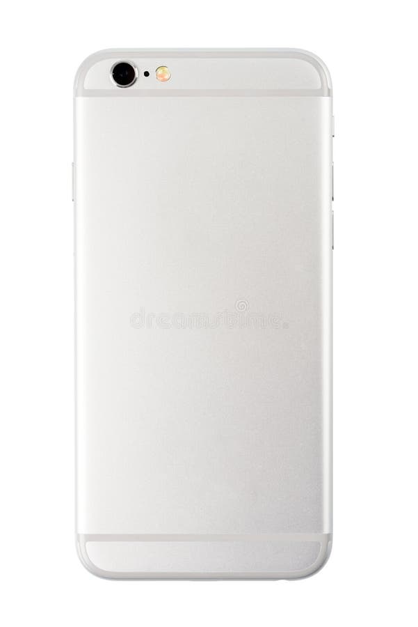 White and Silver Smartphone Back on White Stock Image - Image of ...