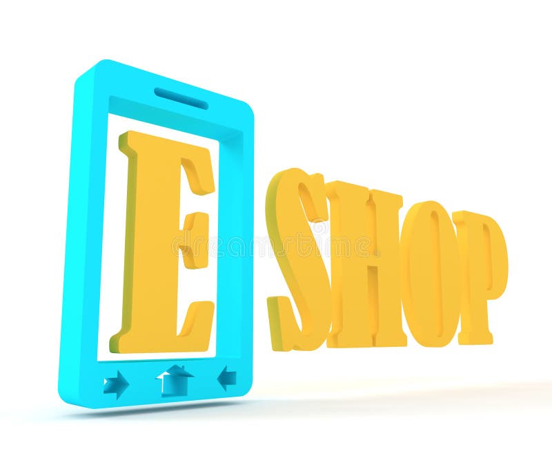 Mobile Phone Model and E Shop Text Stock Photo - Image of business ...