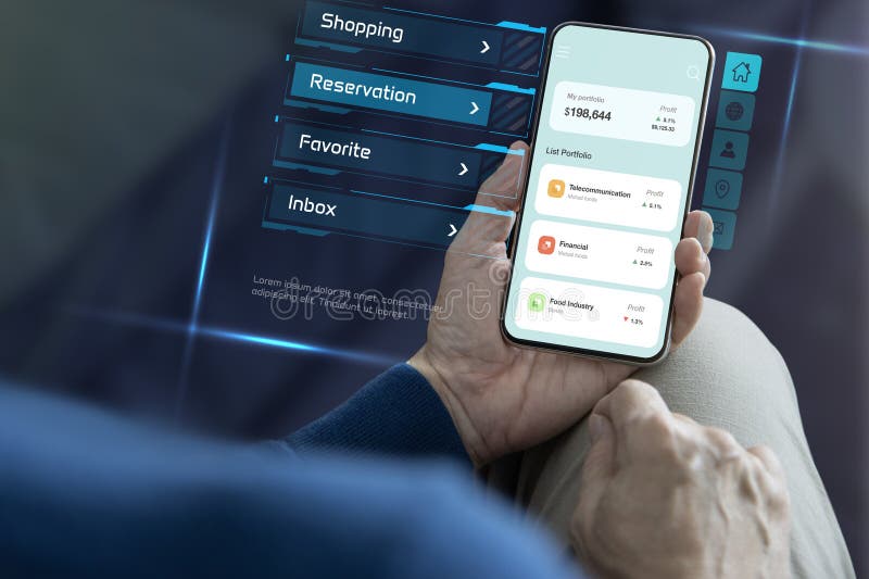 Mobile Phone with Modern Online Application User Interface Stock Photo - Image of application ...
