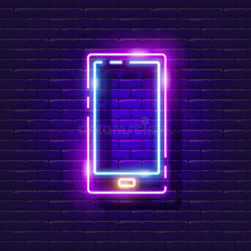 Mobile Phone Neon Sign. E-Learning Glowing Icon. Vector Illustration ...