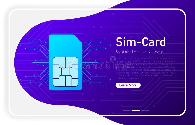 Mobile Phone Network Logo Sim Card on Browser Window and Gradient ...
