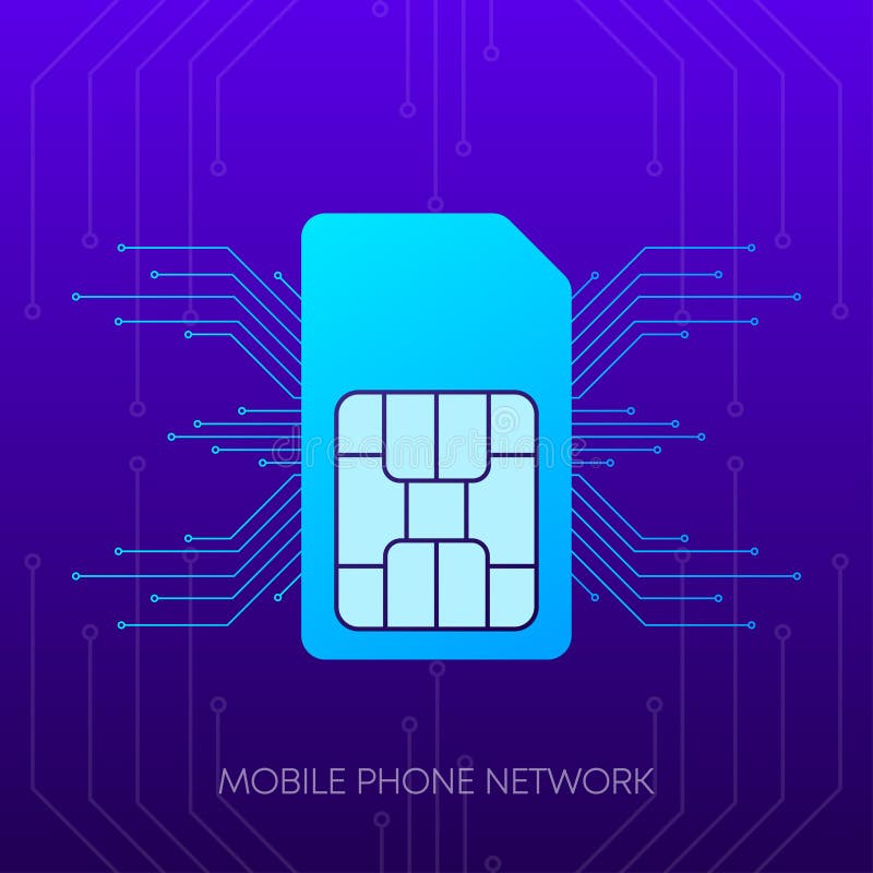 Mobile Phone Network Logo Sim Card on Gradient Abstract Background ...