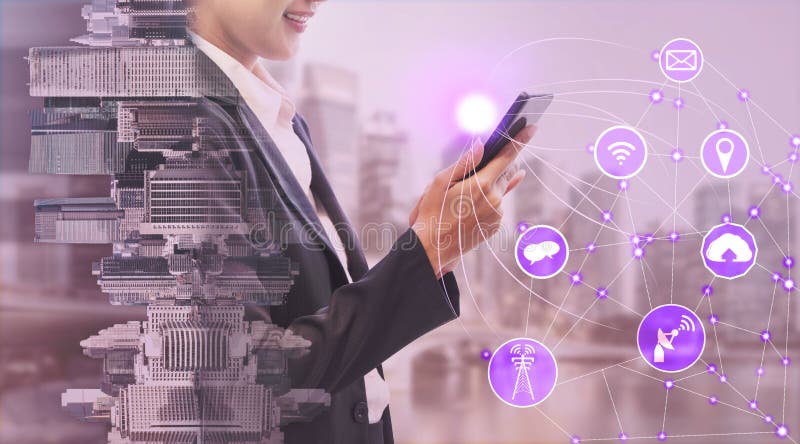 Mobile Phone Network and Wireless Communication Concep Stock ...