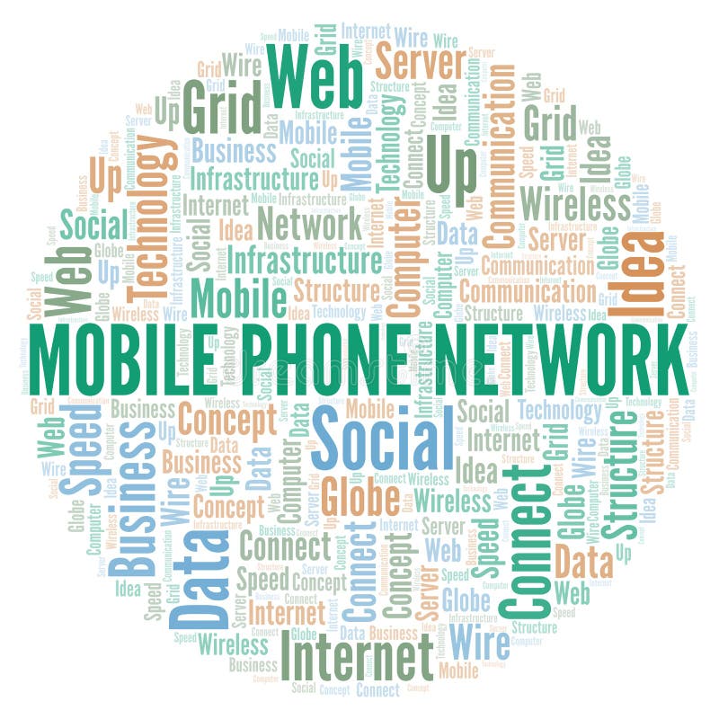 Mobile Phone Network Word Cloud. Stock Illustration - Illustration of ...