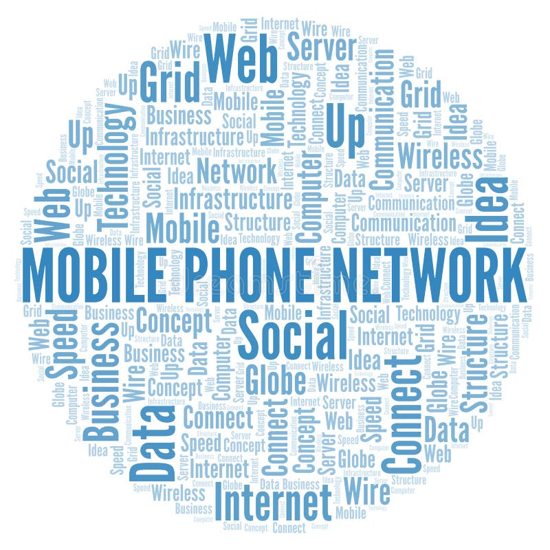 Mobile Phone Network Word Cloud. Stock Illustration - Illustration of ...