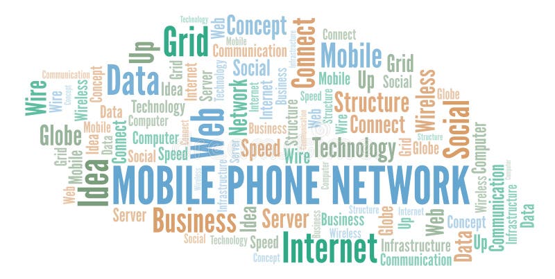 Mobile Phone Network Word Cloud Stock Illustration - Illustration of ...