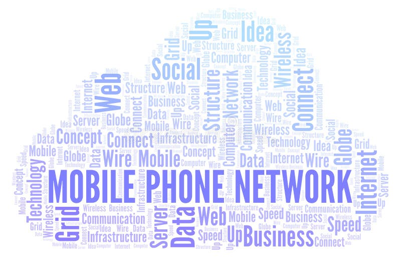 Mobile Phone Network Word Cloud Stock Illustration - Illustration of ...