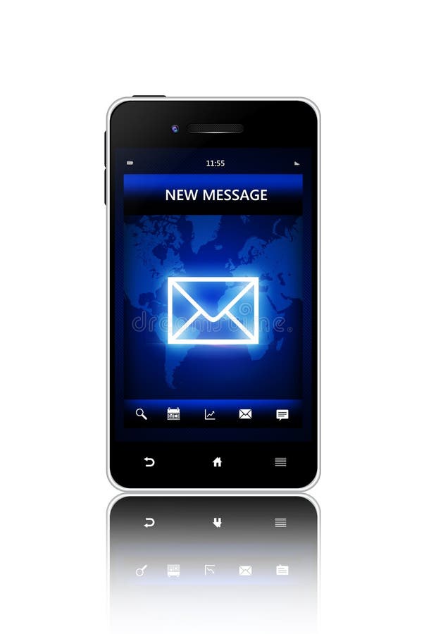 New Message Icon on Smart Phone Stock Vector - Illustration of media ...
