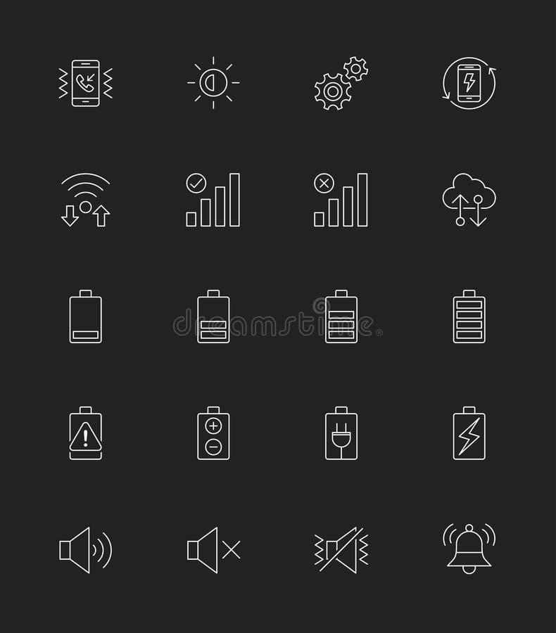Mobile Phone Notification Icons, Thin Line - Vector Illustration Stock ...