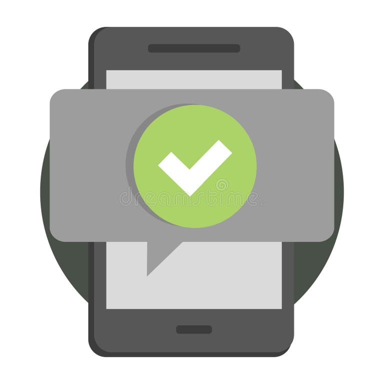Mobile Phone Notification Vector Icon. Smartphone with Check Mark ...