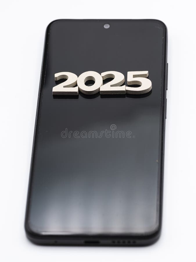 Mobile Phone with Number 2025 on the Screen Stock Photo - Image of ...