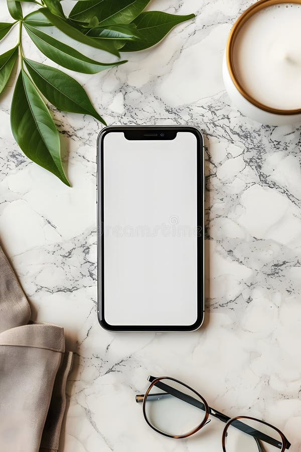 Mobile Phone on Office Table with Notepad and Coffee Cup. Smartphone ...