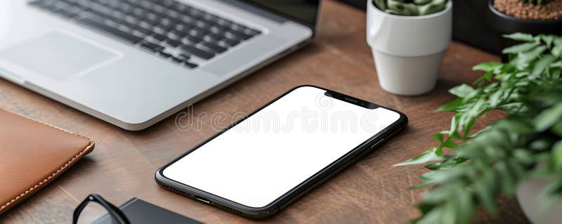 Mobile Phone on Office Table with Notepad and Coffee Cup. Smartphone ...