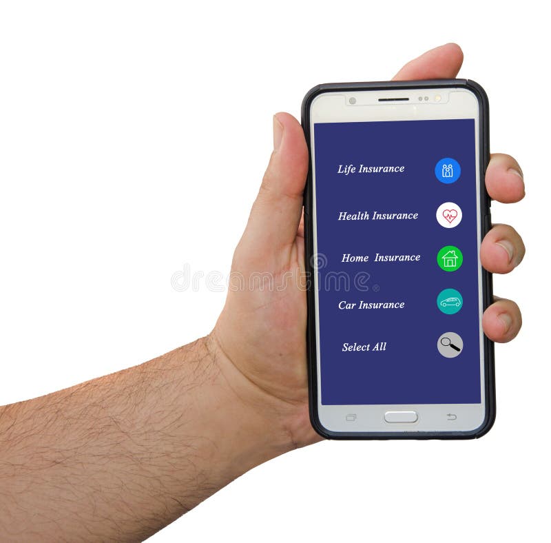 Mobile Phone with Options for Insurance Stock Image - Image of ...