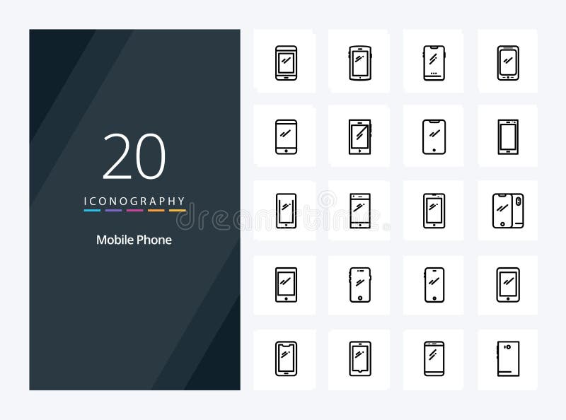 20 Mobile Phone Outline Icon for Presentation Stock Vector ...