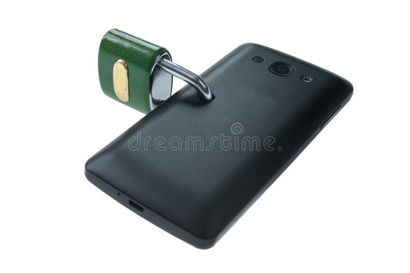Mobile Phone with a Padlock Isolated Stock Photo - Image of phone ...