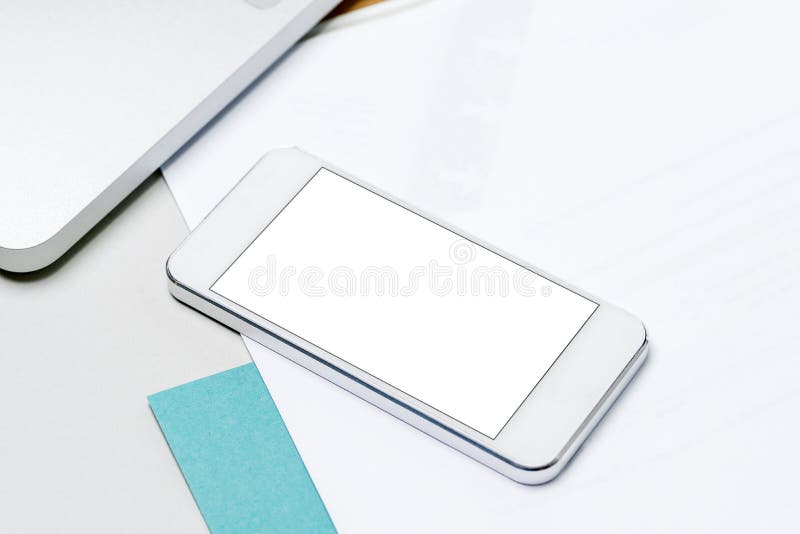 Mobile phone on paper stock photo. Image of finance, communication ...