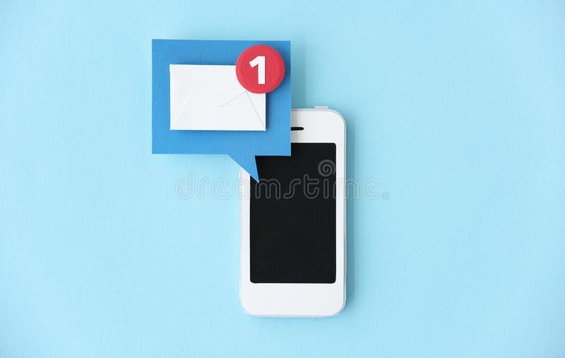 Mobile Phone Paper Craft Mailbox Stock Photo - Image of speech ...