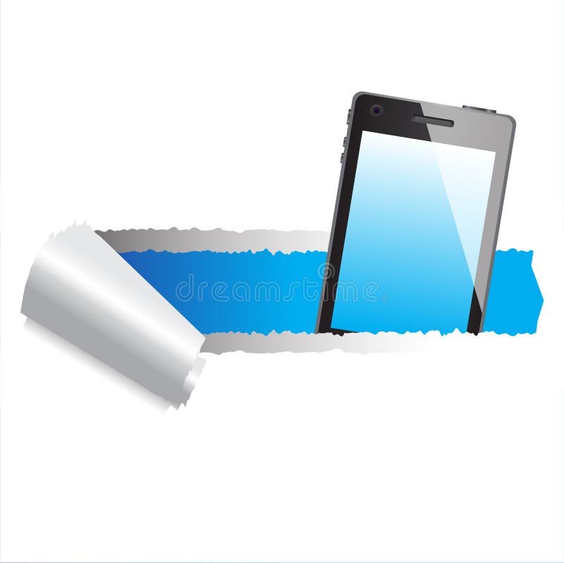Mobile phone and paper rip stock vector. Illustration of mobilephone ...