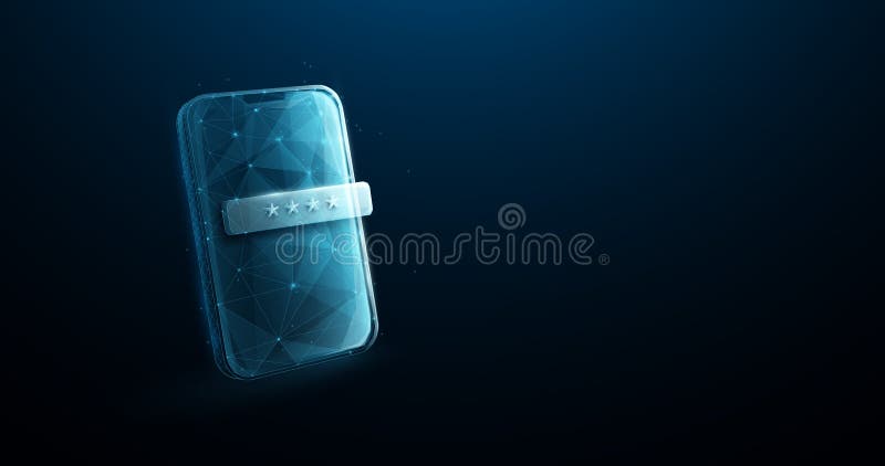 Mobile Phone Password Notification. Low Polygons, Triangles, Wireframes ...
