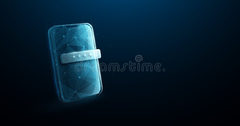 Mobile Phone Password Notification. Low Polygons, Triangles, Wireframes ...