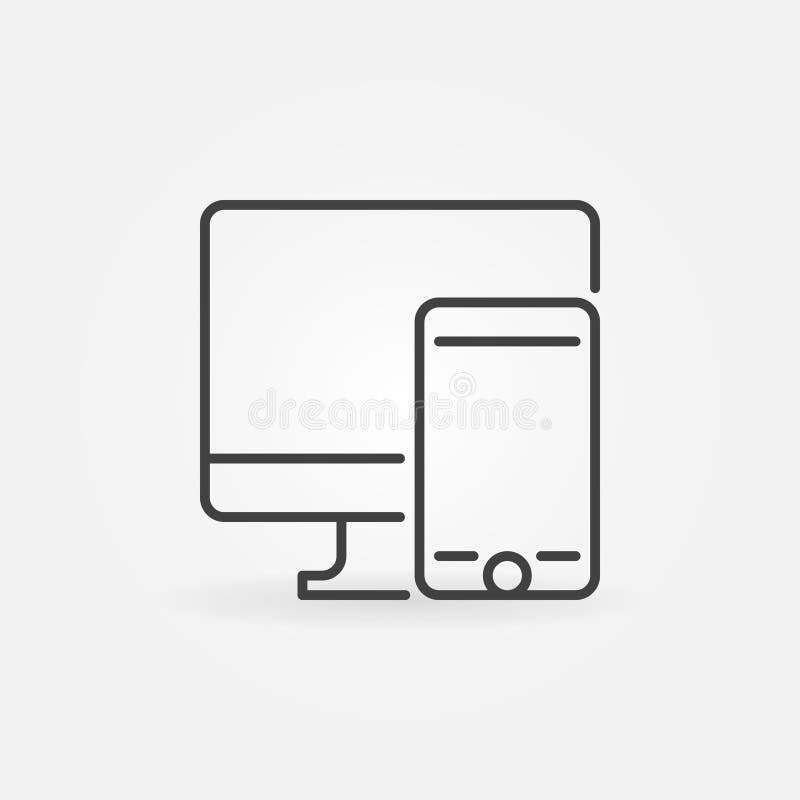 Mobile Phone with Pc Outline Icon. Vector Concept Symbol Stock Vector ...