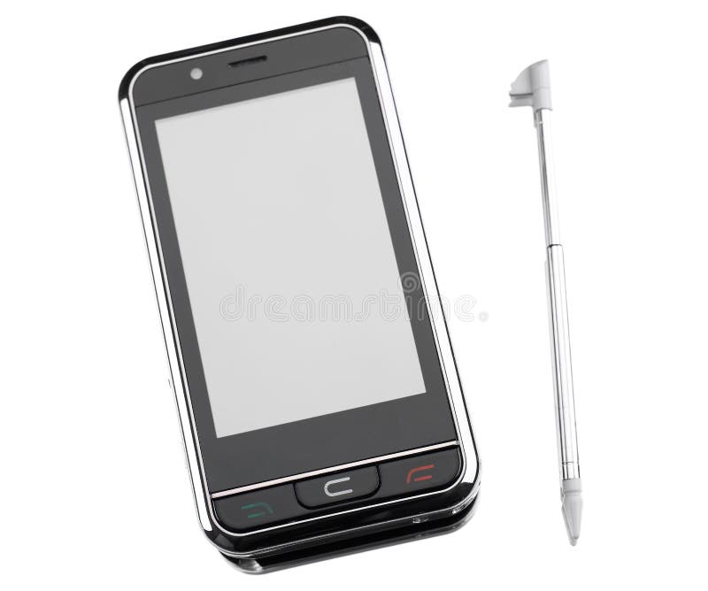 Mobile phone and pen stock image. Image of information - 107685855