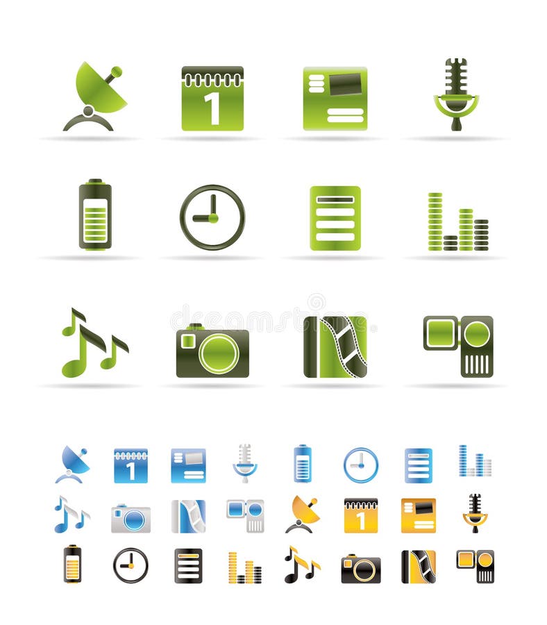 Mobile phone menu icons stock vector. Illustration of note - 20675342
