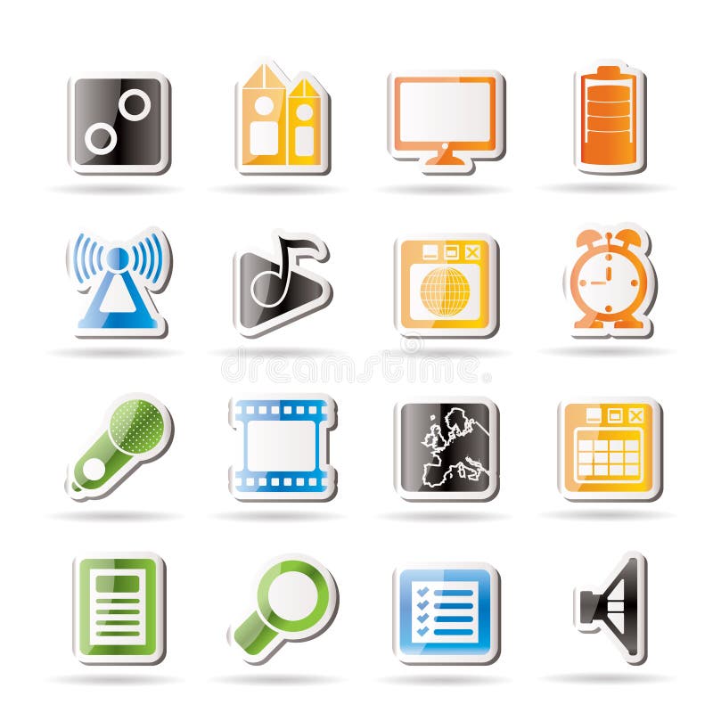 Phone Performance, Internet and Office Icons Stock Vector ...