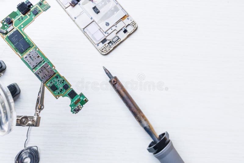 Mobile Phone Plate Repair. Smart Phone Interior Stock Image - Image of ...