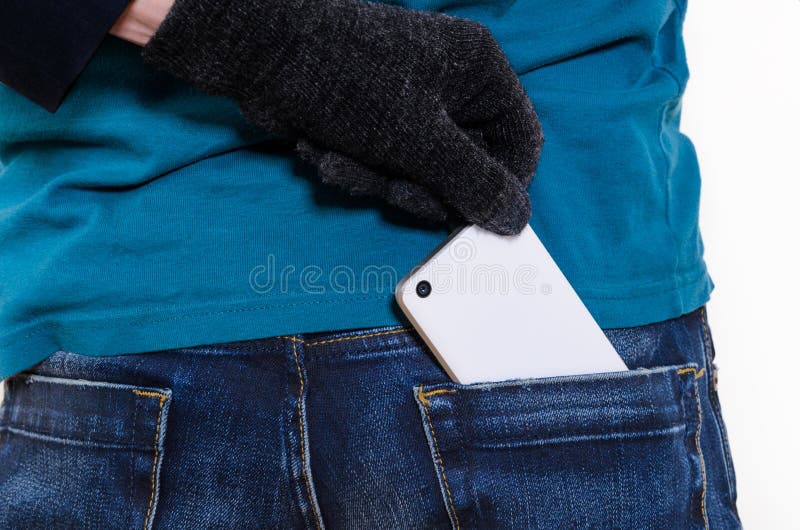 Mobile phone in a pocket stock photo. Image of closeup - 91612046