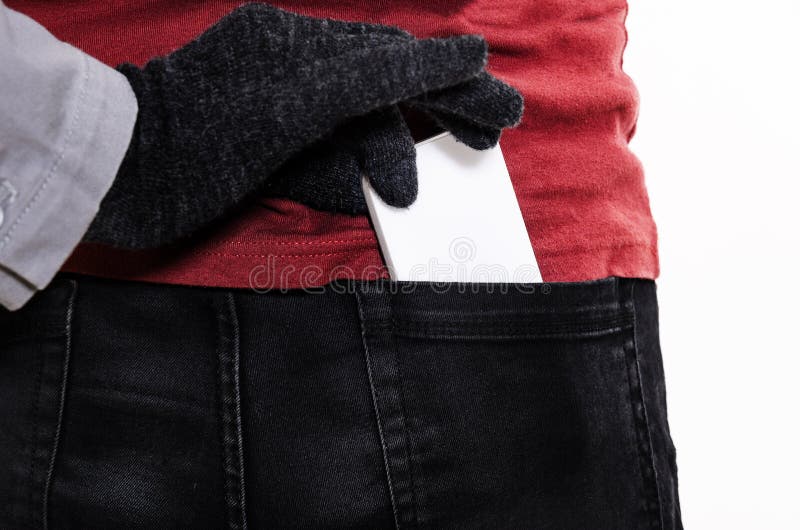 Mobile phone in a pocket stock image. Image of palm, jeans - 91612159