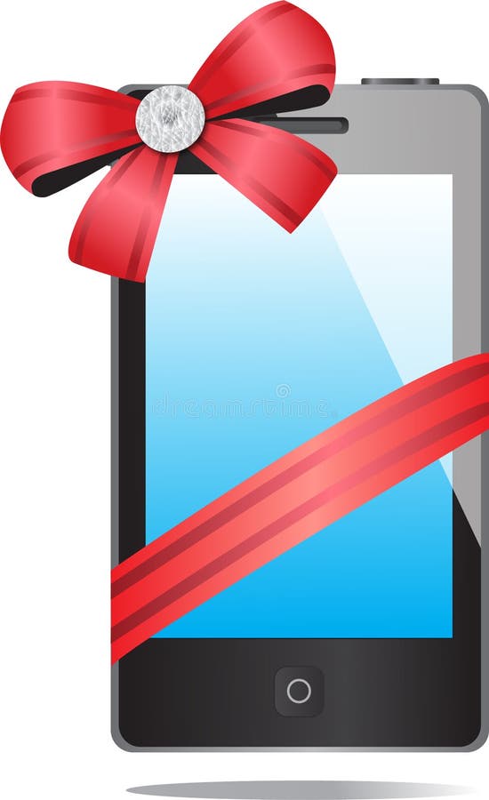 Mobile phone and present stock illustration. Illustration of vector ...