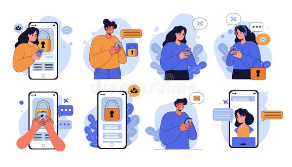 Mobile Phone Privacy and Security Vector Design Elements Stock Vector ...