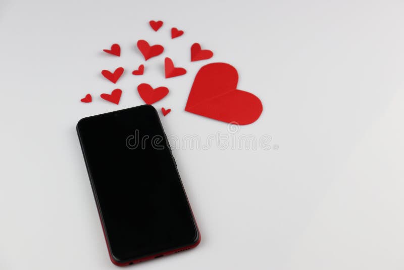 Mobile Phone with Red Heart Stock Photo - Image of love, holiday: 210494142