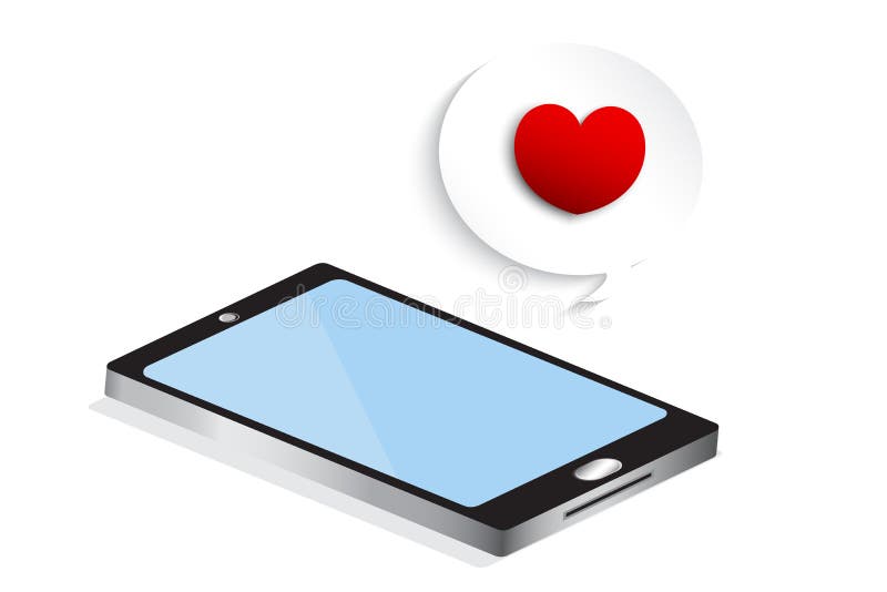 Mobile Phone with Red Heart in Speech Bubbles Stock Vector ...