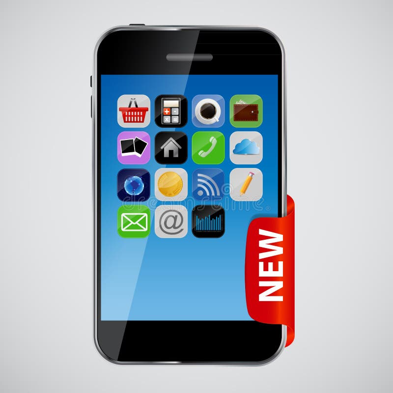 Mobile Phone with Red Label Vector Illustration Stock Vector ...