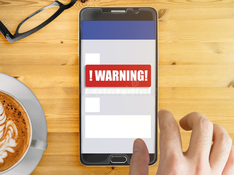 Mobile Phone with Red Warning Notification. Stock Image - Image of hint ...