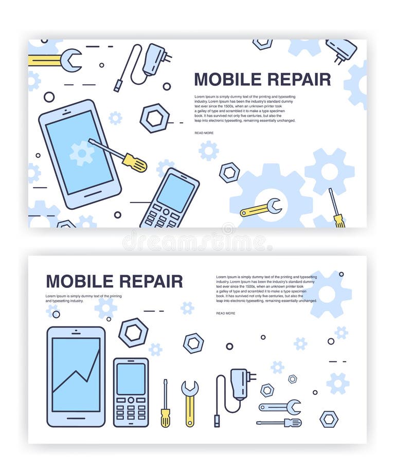 Mobile Phone Repair Banner Stock Illustrations – 1,049 Mobile Phone ...