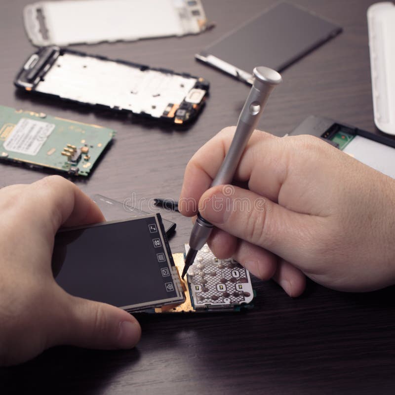 Mobile Phone Repair, Hands Closeup Stock Image - Image of digital ...