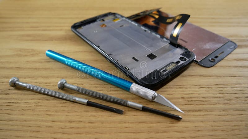 Mobile Phone Repair. Touchscreen Replacement Stock Photo - Image of ...