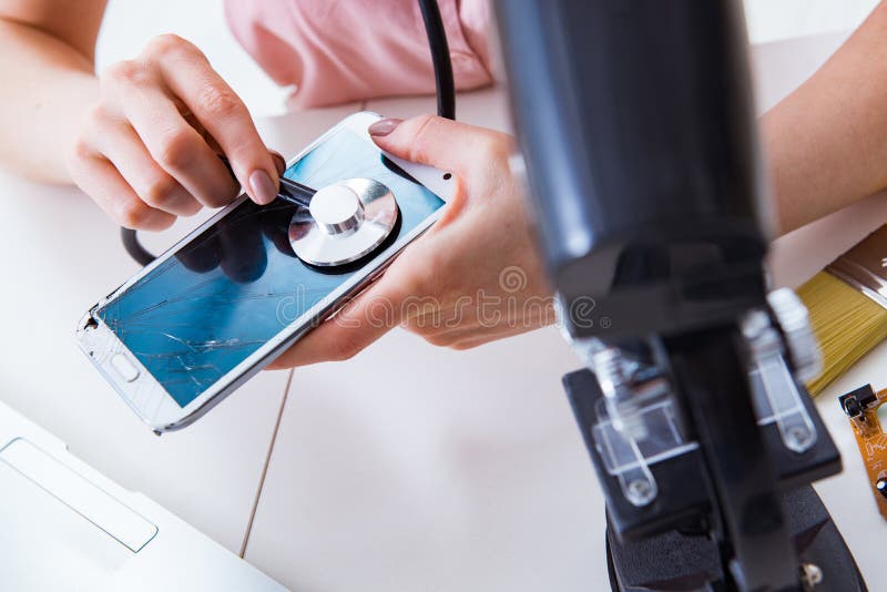 The Mobile Phone Repair in Workshop Stock Photo - Image of phone ...