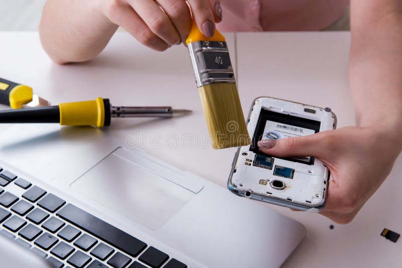 The Mobile Phone Repair in Workshop Stock Image - Image of cellular ...
