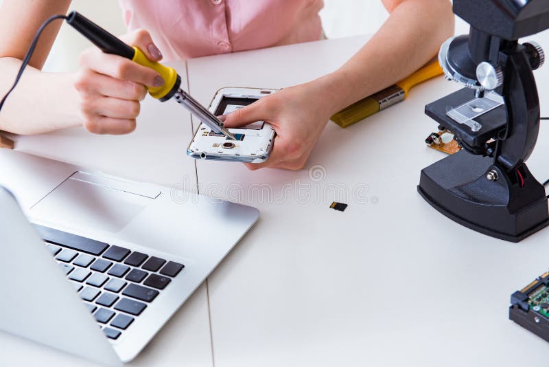 The Mobile Phone Repair in Workshop Stock Image - Image of cellular ...