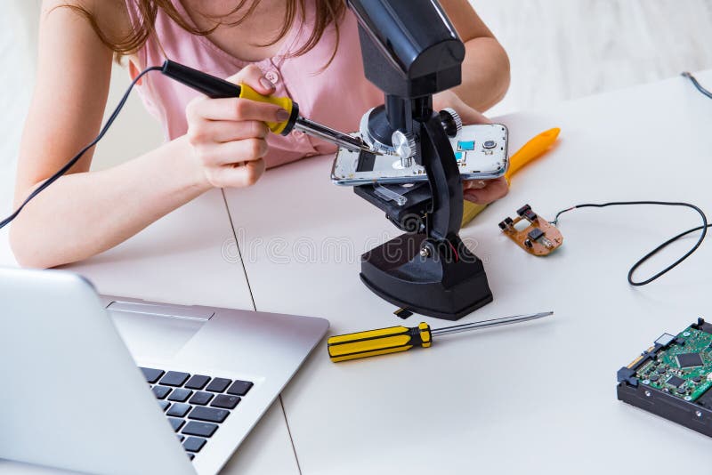 The Mobile Phone Repair in Workshop Stock Photo - Image of broken ...