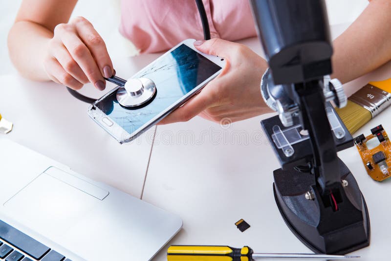 The Mobile Phone Repair in Workshop Stock Image - Image of cell, fixing ...