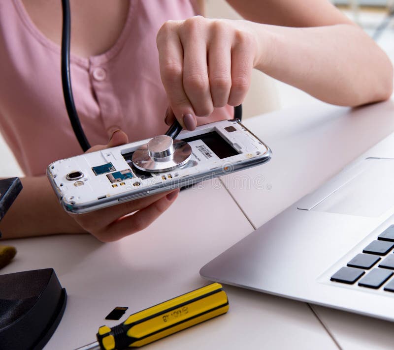 Mobile Phone Repair in Workshop Stock Image - Image of fixing, mobile ...