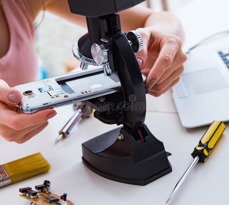 Mobile Phone Repair in Workshop Stock Image - Image of device ...