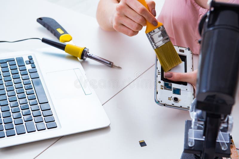 The Mobile Phone Repair in Workshop Stock Image - Image of checking ...
