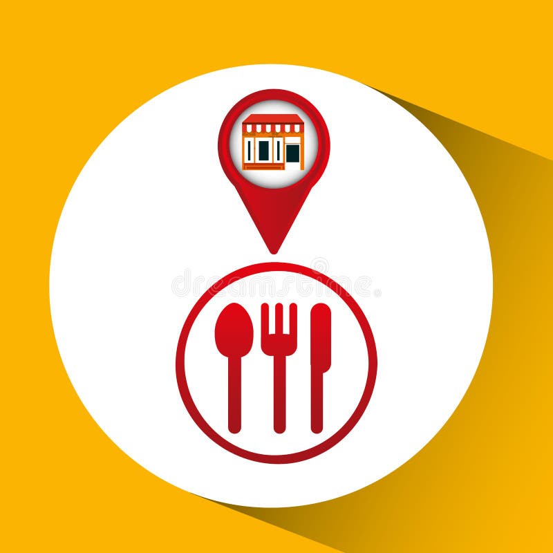 Mobile Phone Restaurant Shop Locator Stock Vector - Illustration of ...